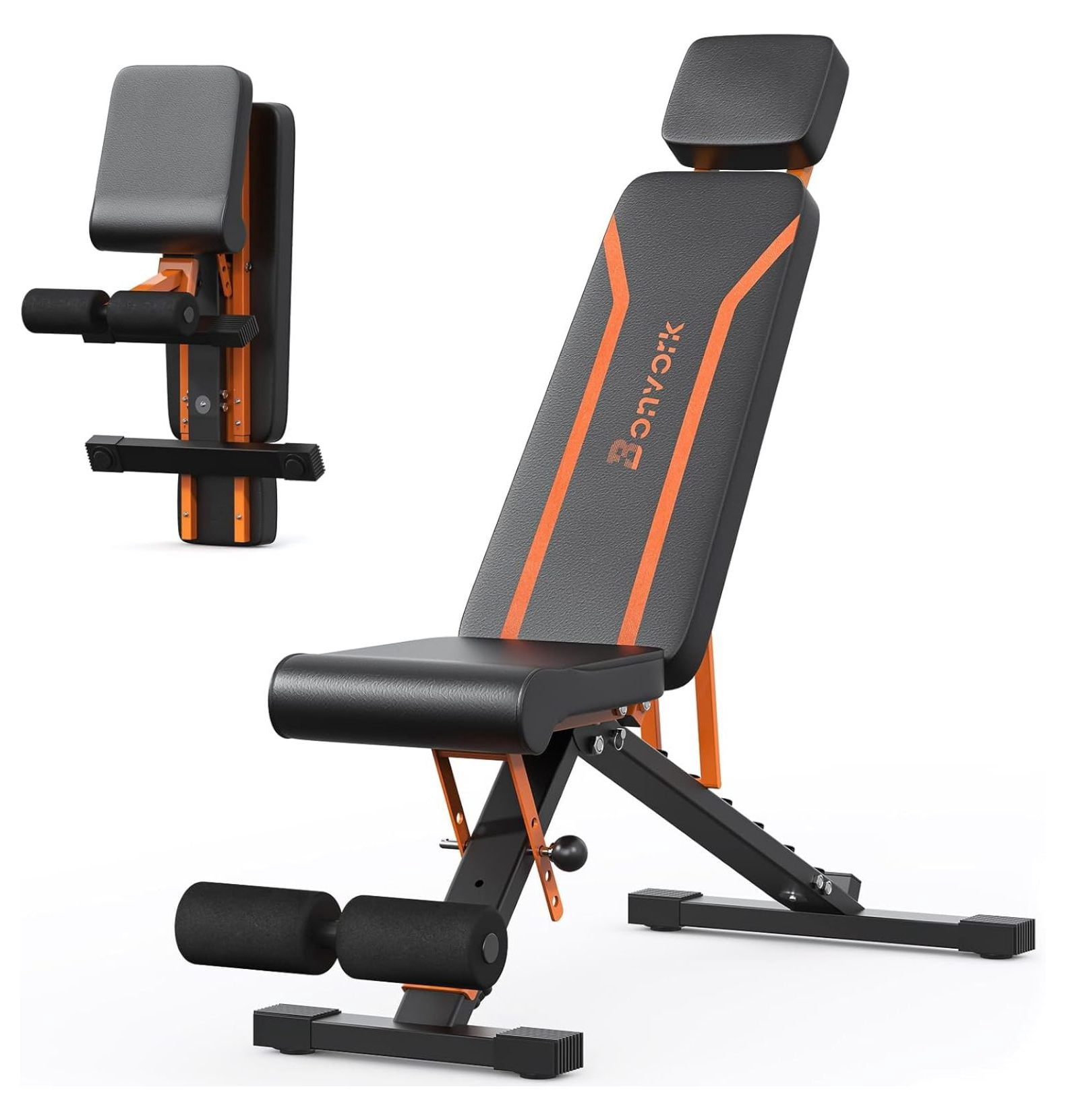 700LBS Adjustable Weight with Headrest - Foldable Workout Press with ...