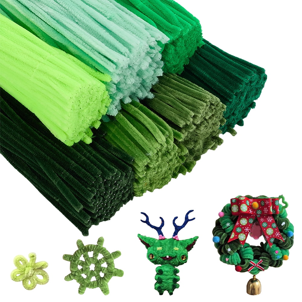 700PCS Green Series Pipe Cleaner Craft Set 7 Colors 11.8inch Long Velvet Fuzzy Sticks for ...