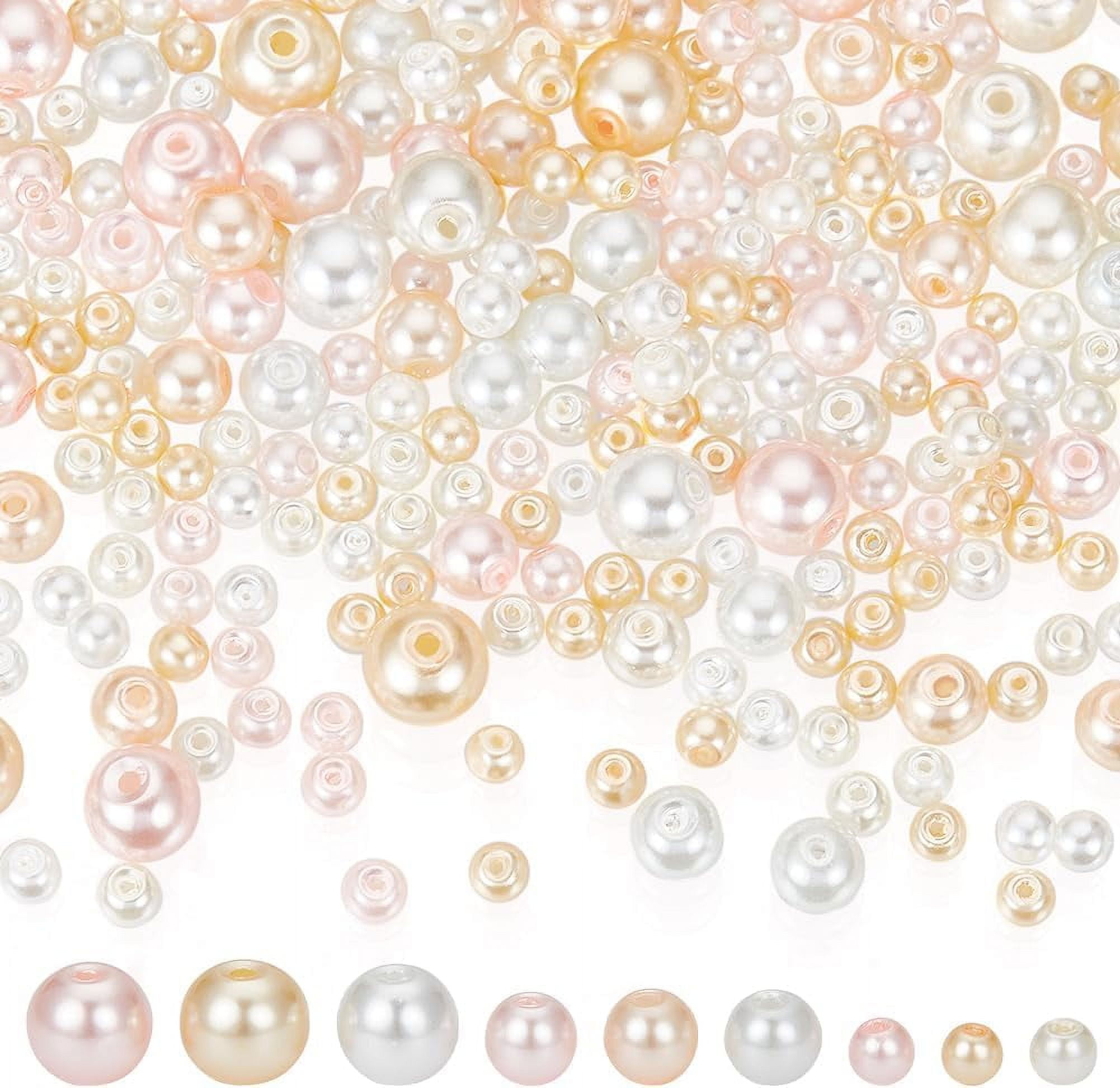 700Pcs 3 Styles Pearlized Glass Pearl Beads Round Lavender Blush 4~8mm ...