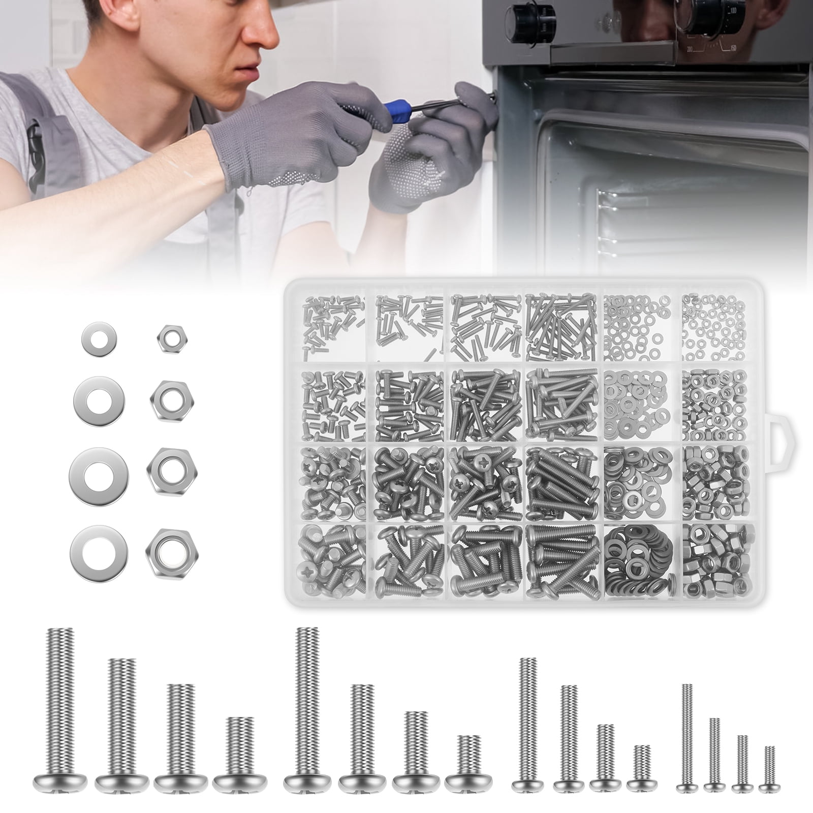 700Pcs Nuts and Bolts Assortment Kit M2 M3 M4 M5 Stainless Steel Screws ...