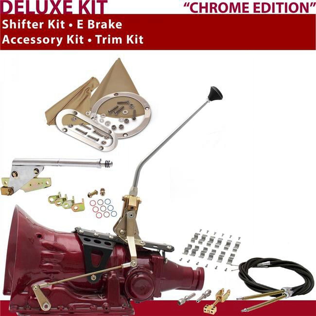 700R4 Shifter Kit Chrome 12 in. E Brake Cable Clamp Trim Kit for D9952 ...