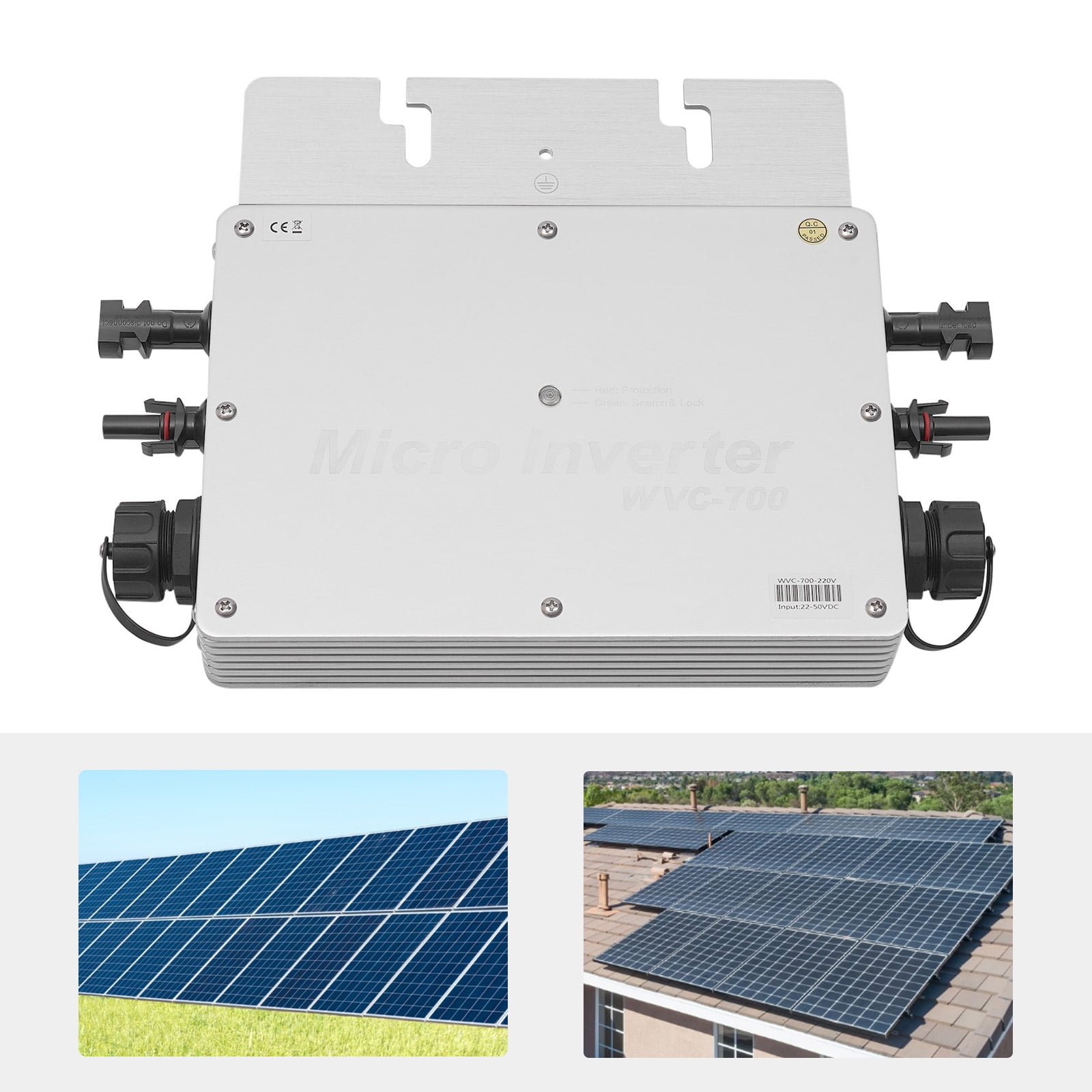 700W Micro Inverter Solar Grid Tie Microinverter IP65 Self Cooling 120V ...