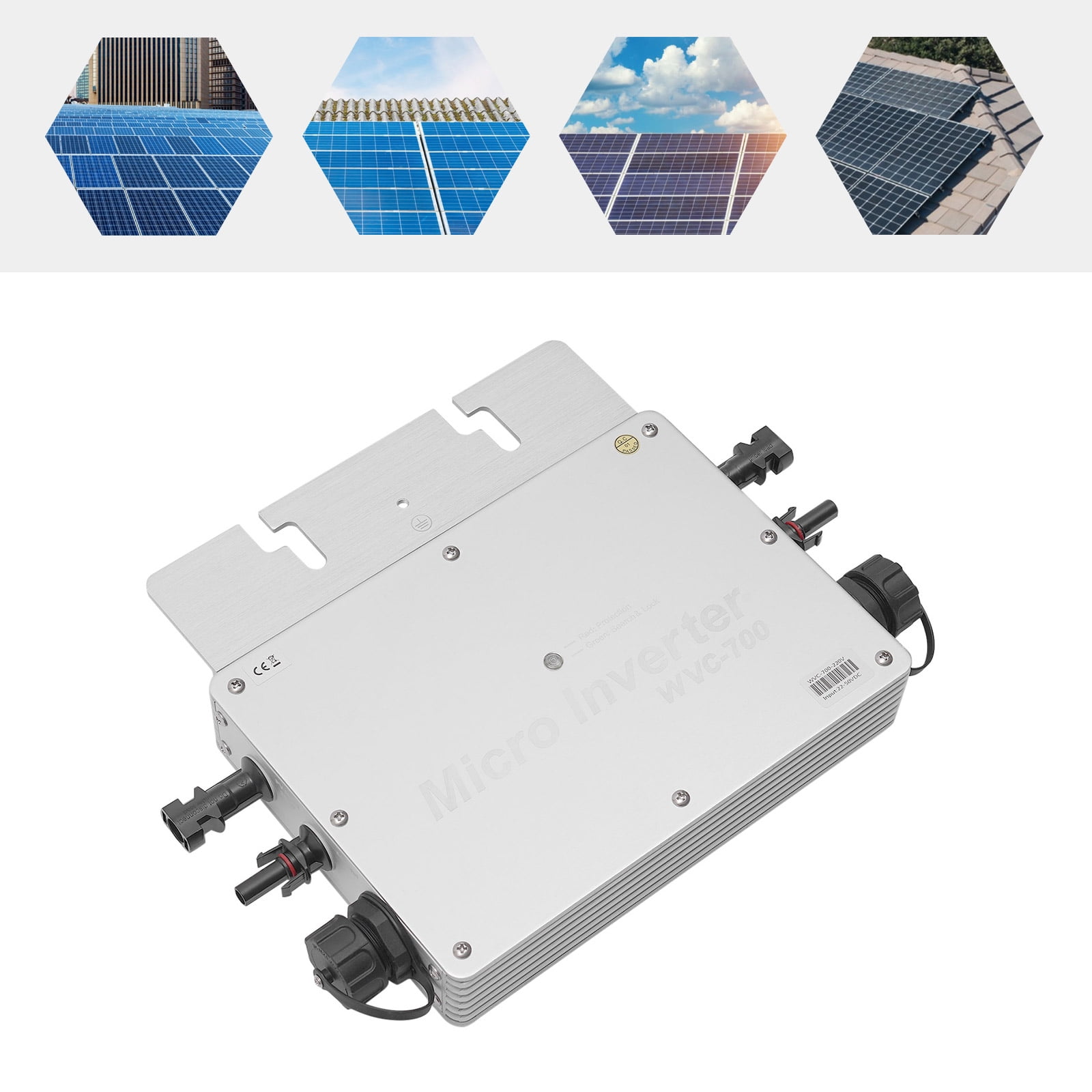 700W Micro Inverter Solar Grid Tie Microinverter IP65 Self Cooling 120V ...