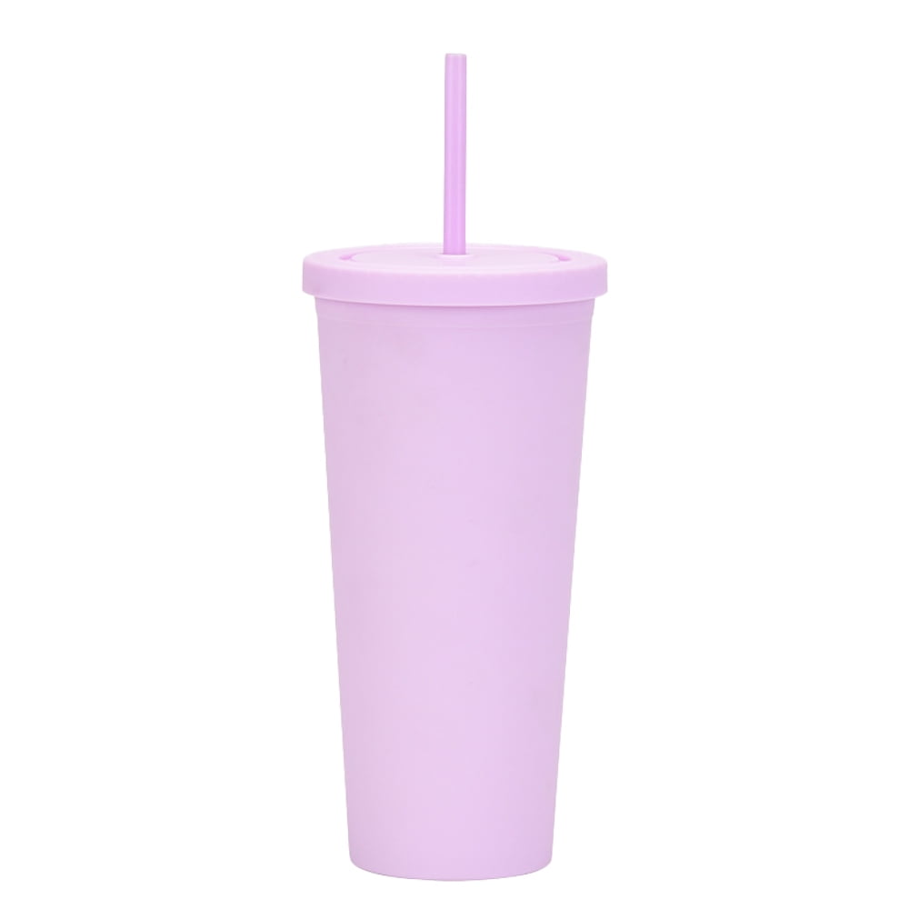700ml reusable cold water cup plastic cup, double-layer solid color ...