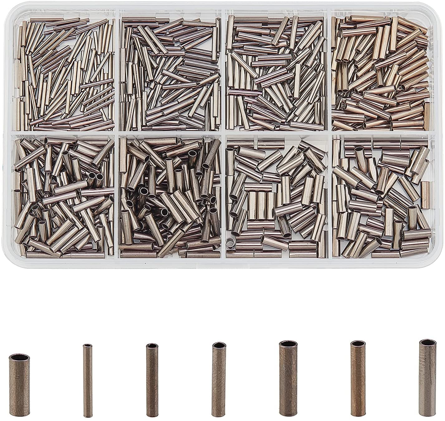 700pcs 7 Sizes Single Barrel Crimp Sleeves Kit Brass Crimping Loops ...