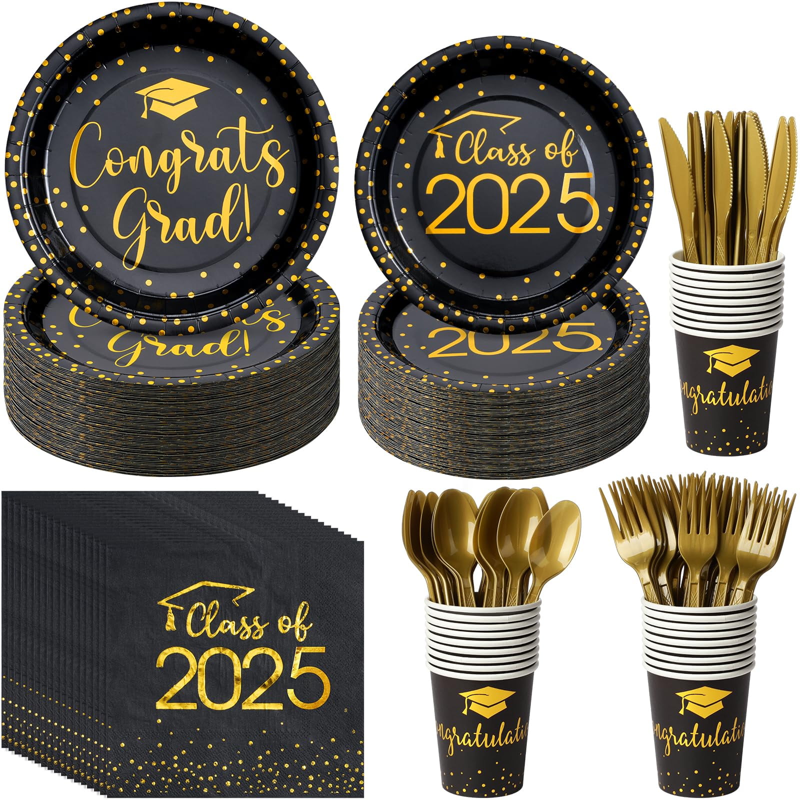 700pcs Class of 2025 Graduation Plates AFN1and Napkins Disposable Paper ...