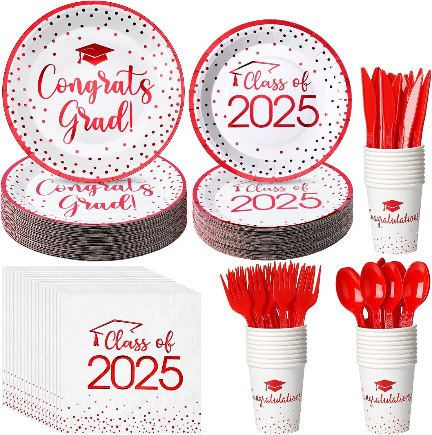 700pcs Class of 2025 Graduation Plates and Napkins Set, Disposable ...