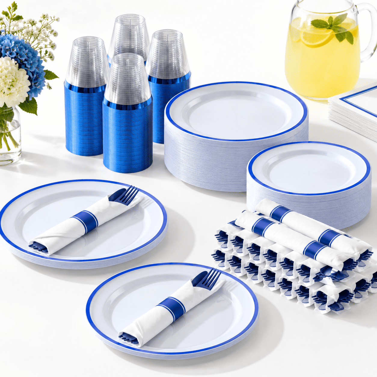 700r Blue Plastic Plates Disposable For Party 100 Guests - Walmart.com