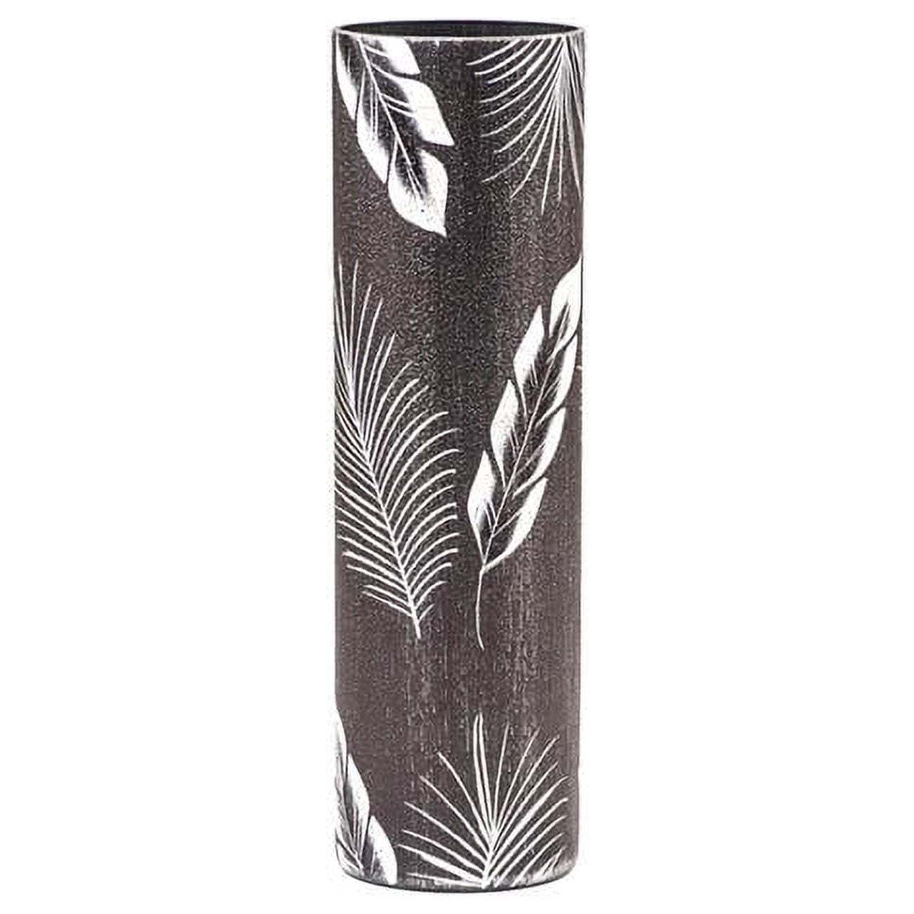 7017-400-sh114.1 16 in. Tropical Leaves Decorated Hand Painted Cylinder ...