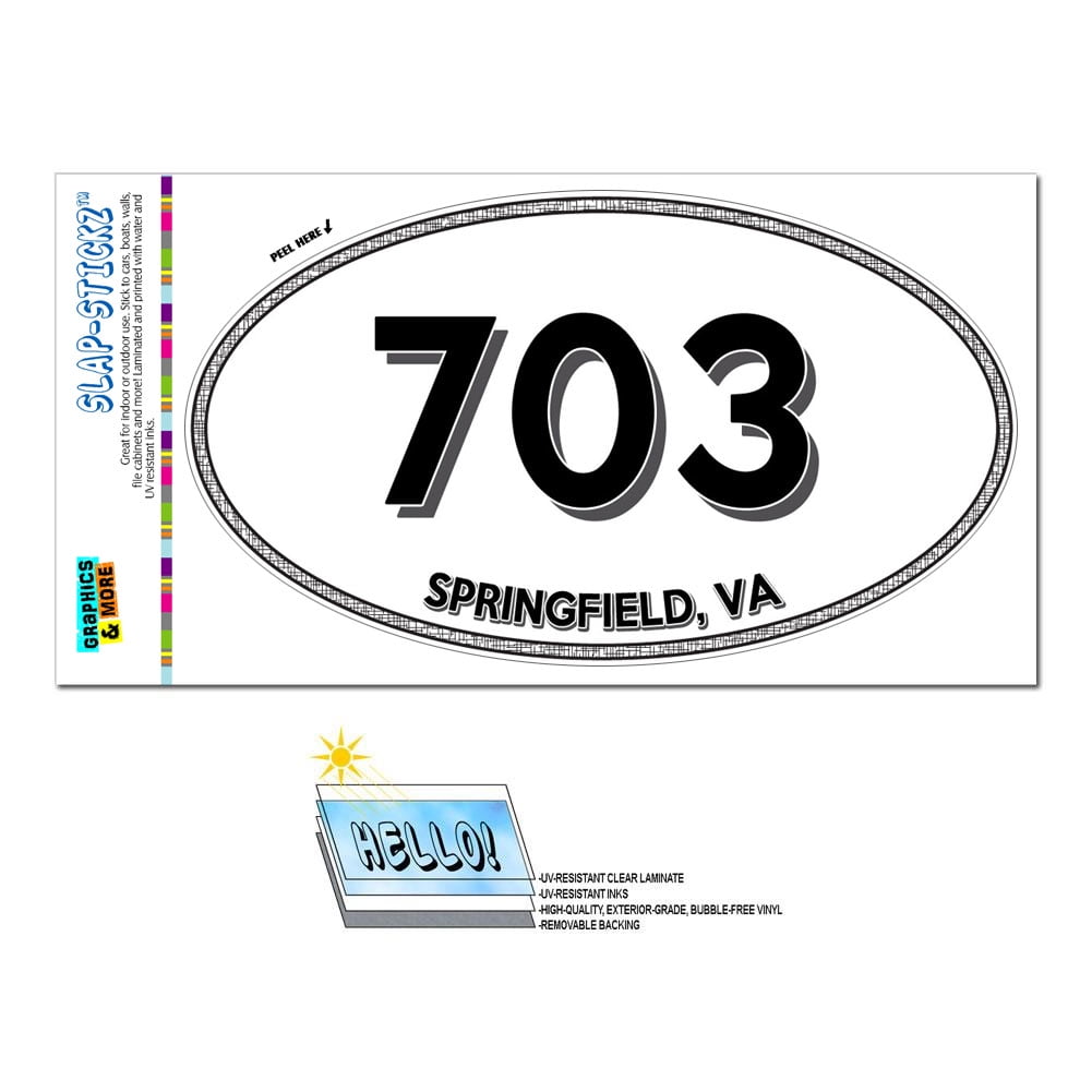 703 - Springfield, VA - Virginia - Oval Area Code Sticker - Walmart.com