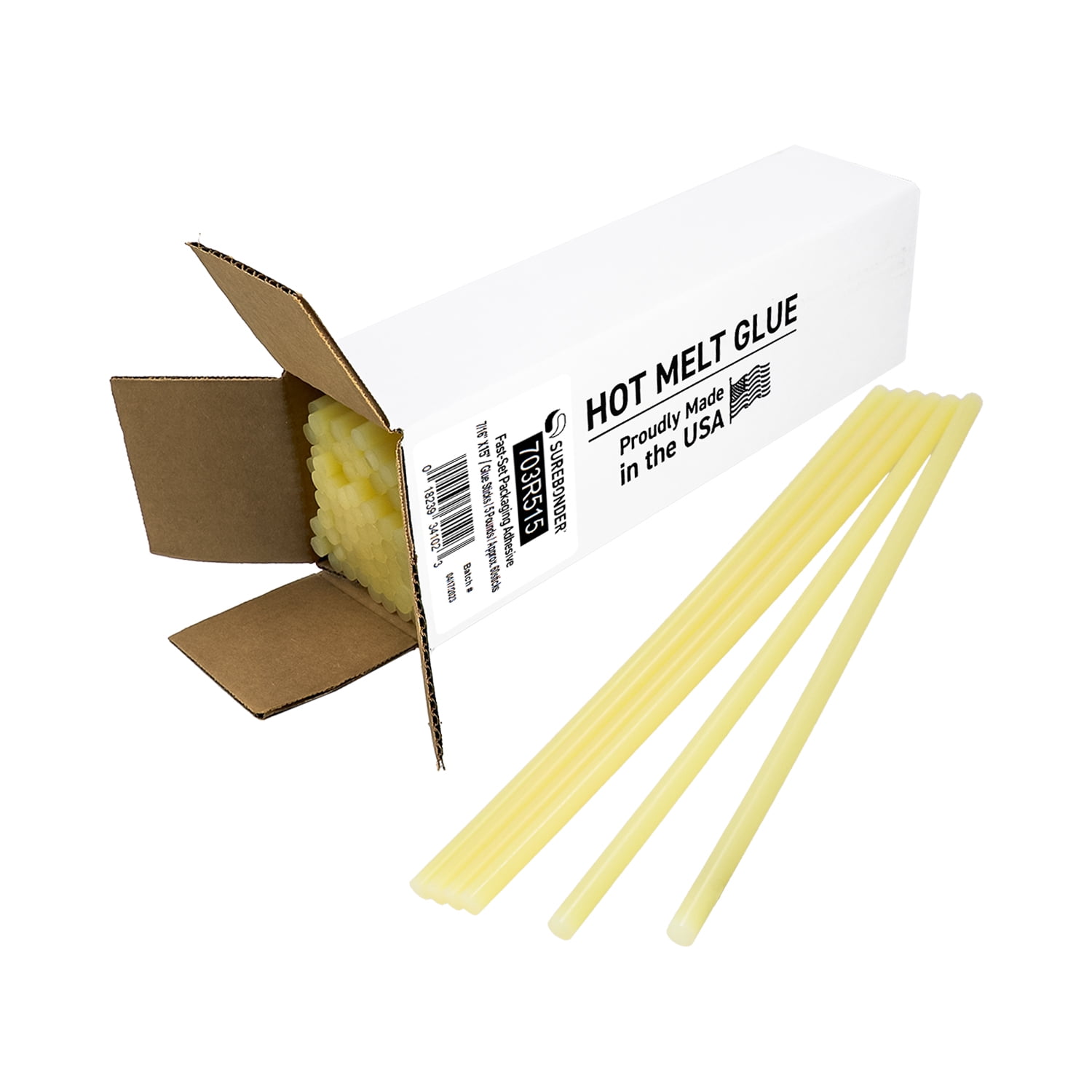703R515 Very Fast Set Packaging Hot Melt Glue Sticks - 7/16" x 15" | 5 ...