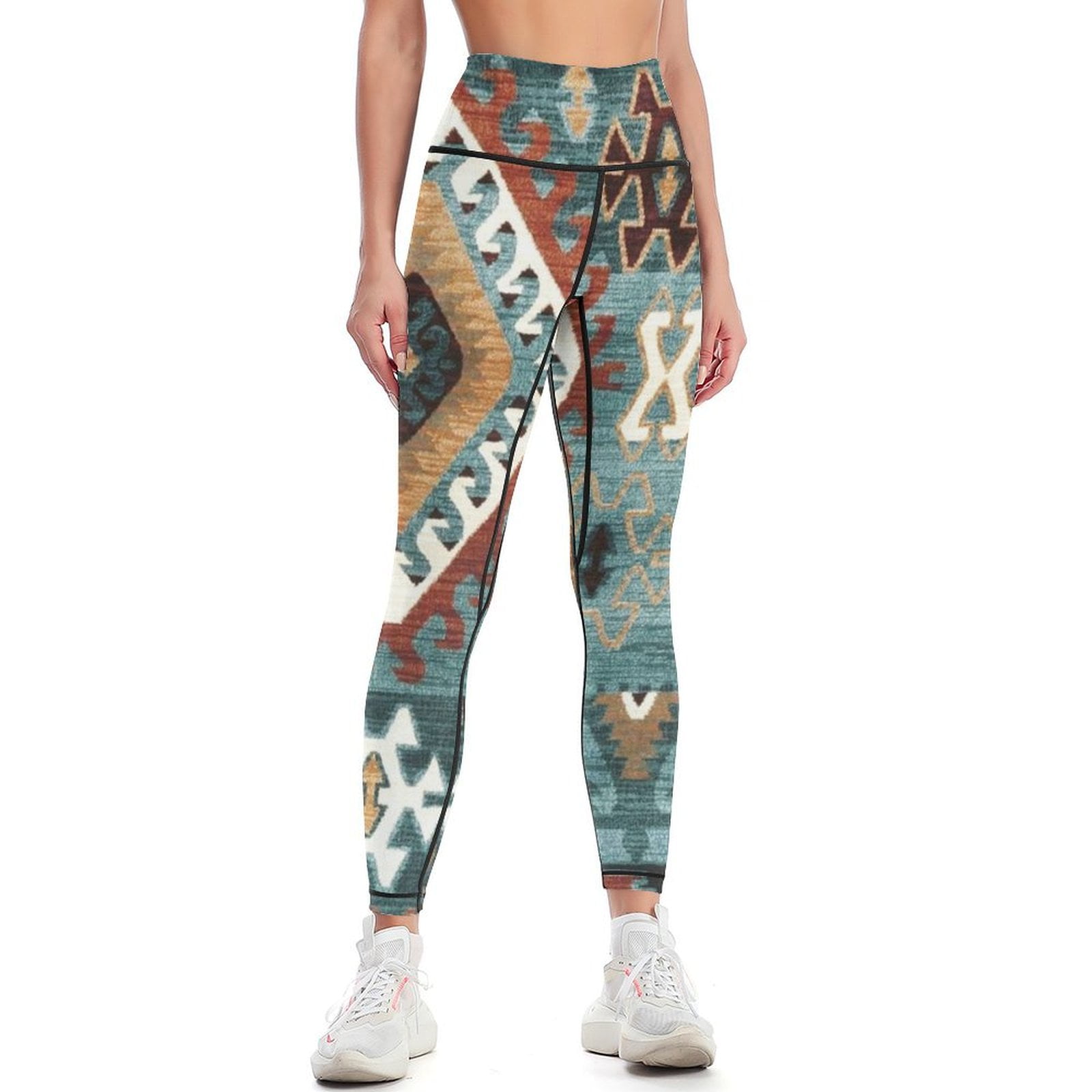 704 Tribal Geometric Shapes Brown Hue Leggings Golf wear active wear ...