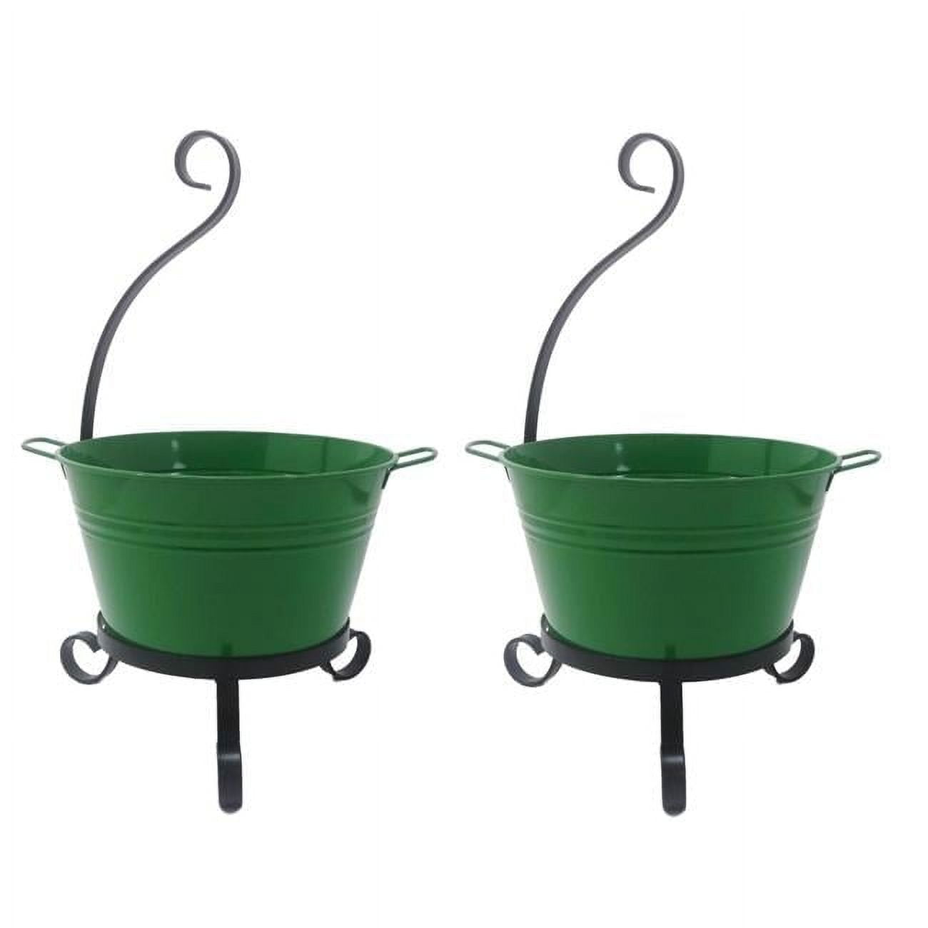 7065E SA S-2 Enameled Galvanized Steel Planter with Iron Stand - Set of ...