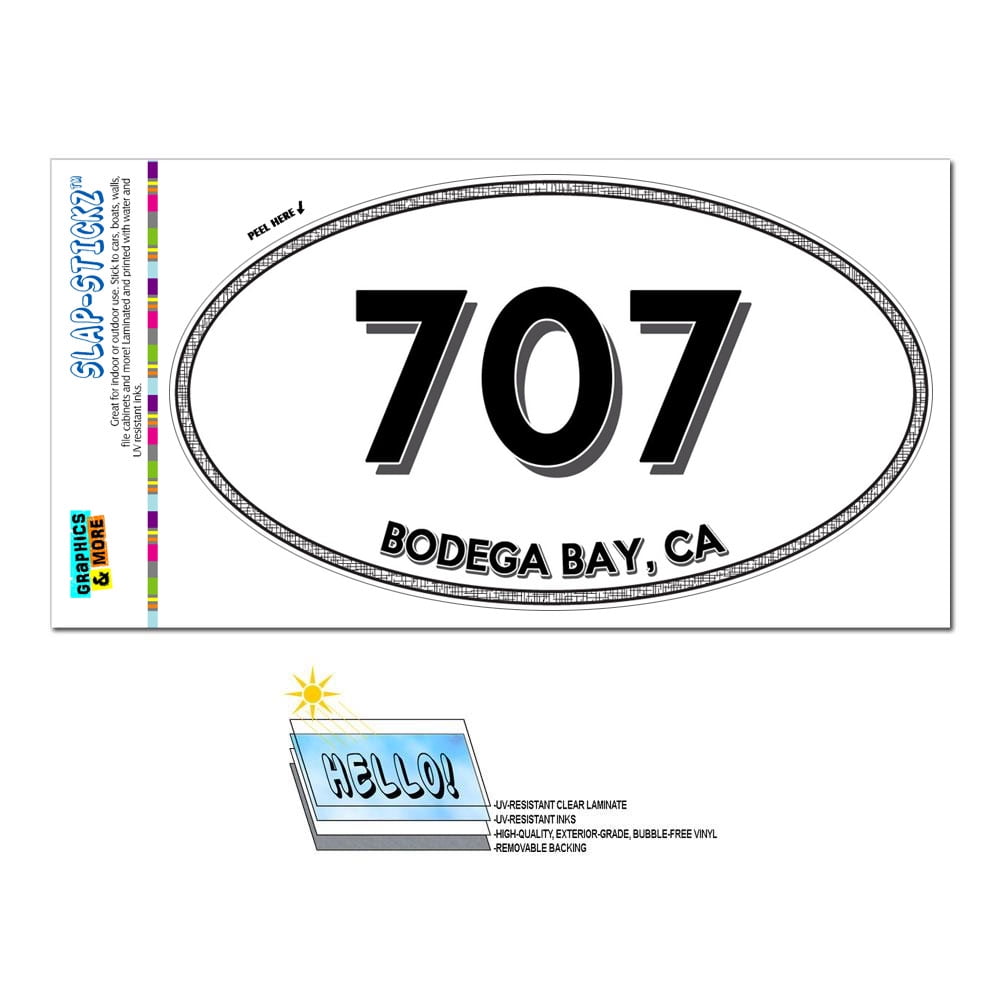 707 - Bodega Bay, CA - California - Oval Area Code Sticker - Walmart.com