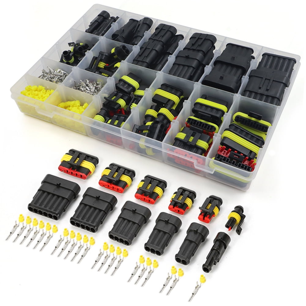 708 Pcs 43 Kits Waterproof Car Electrical Wire Connector Terminals Plug Kit, Waterproof 1 2 3 4 ...