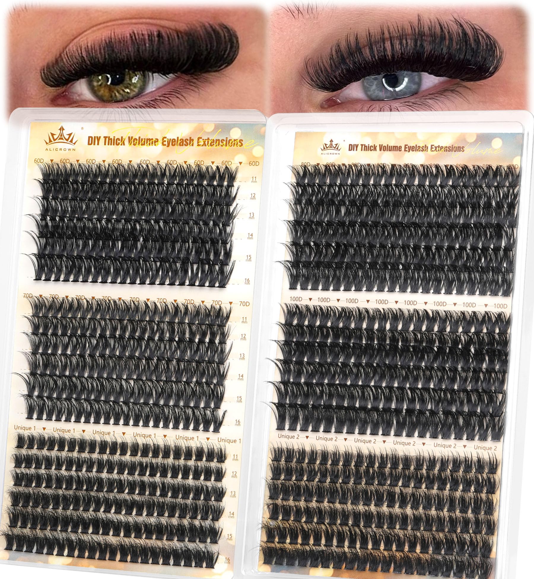 708Pcs Lash Clusters Thick Eyelash Extensions 6 Styles Fluffy Long ...
