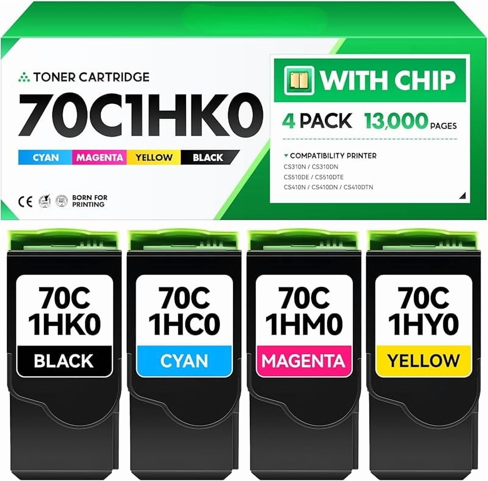 70C1HK0 70C1HC0 70C1HM0 70C1HY0 Toner Cartridge Set 4-Pack Black Cyan ...