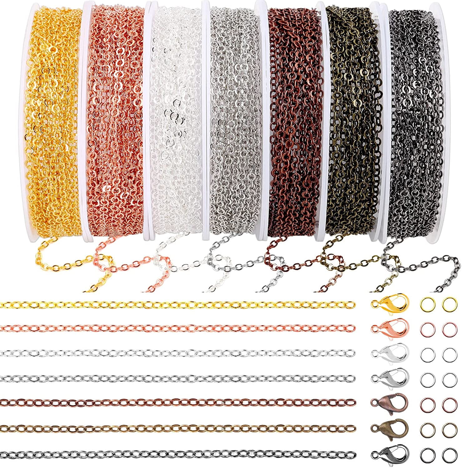 70Ft Jewelry Making Chains, 7 Colors 2mm Stainless Necklace Chains for ...