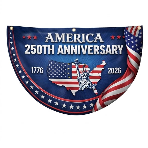 70In Usa 250Th Anniversary Fan Shaped Banner Deep Blue Star Trim Nylon ...