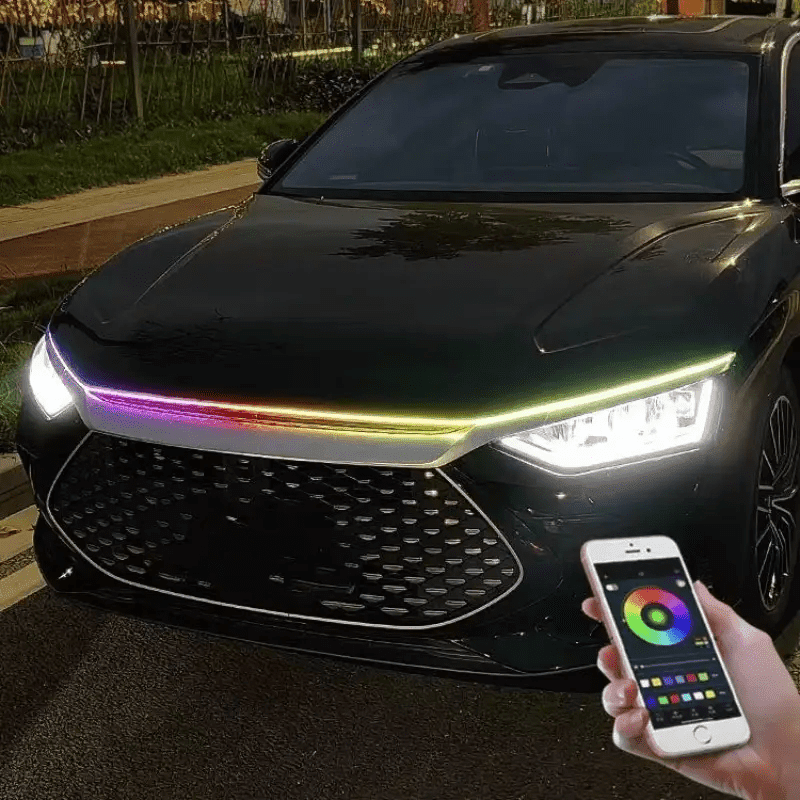 70Inch Exterior Car LED Hood Light Bar, RGB Multi-Color Dynamic Scan ...