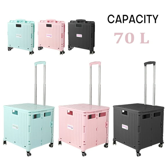 WOOW DEPOT Foldable Utility Cart, 100lbs Capacity, 70L, Adjustable ...