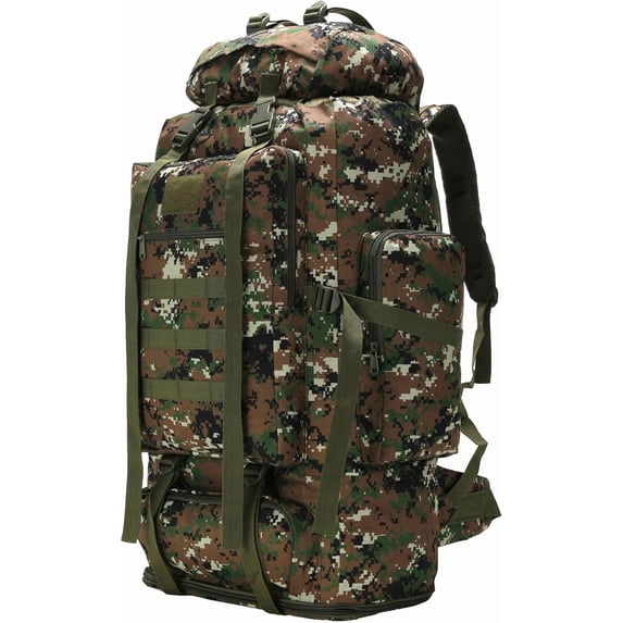70L Tactical Hiking Backpack for Men with MOLLE System, Water-Resistant ...