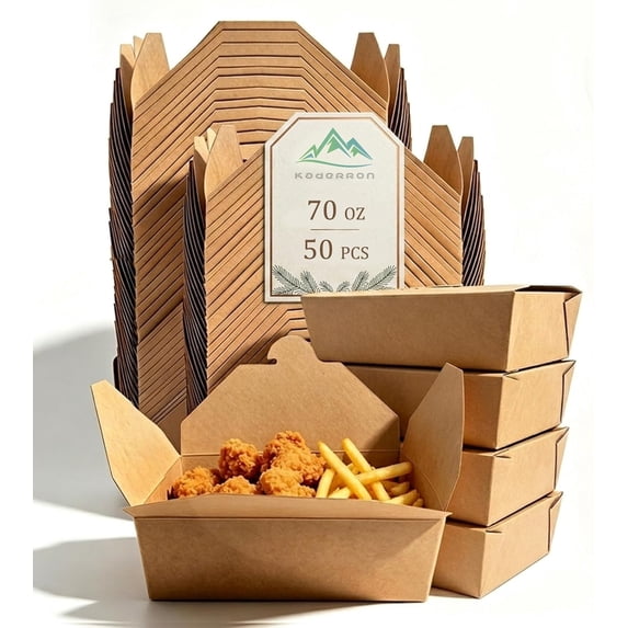 70Oz 50Pcs Disposable Take Out Food Containers, Brown Food Boxes To Go ...