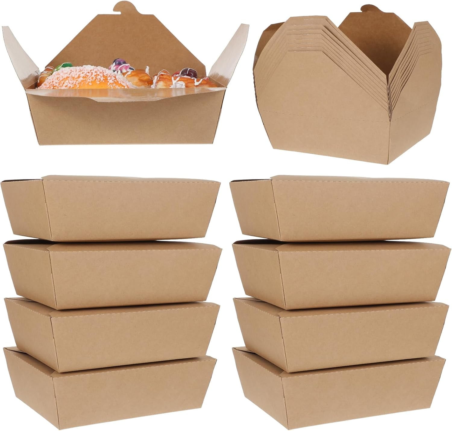 70Oz 50Pcs Disposable Take Out Food Containers, Brown Food Boxes To Go ...