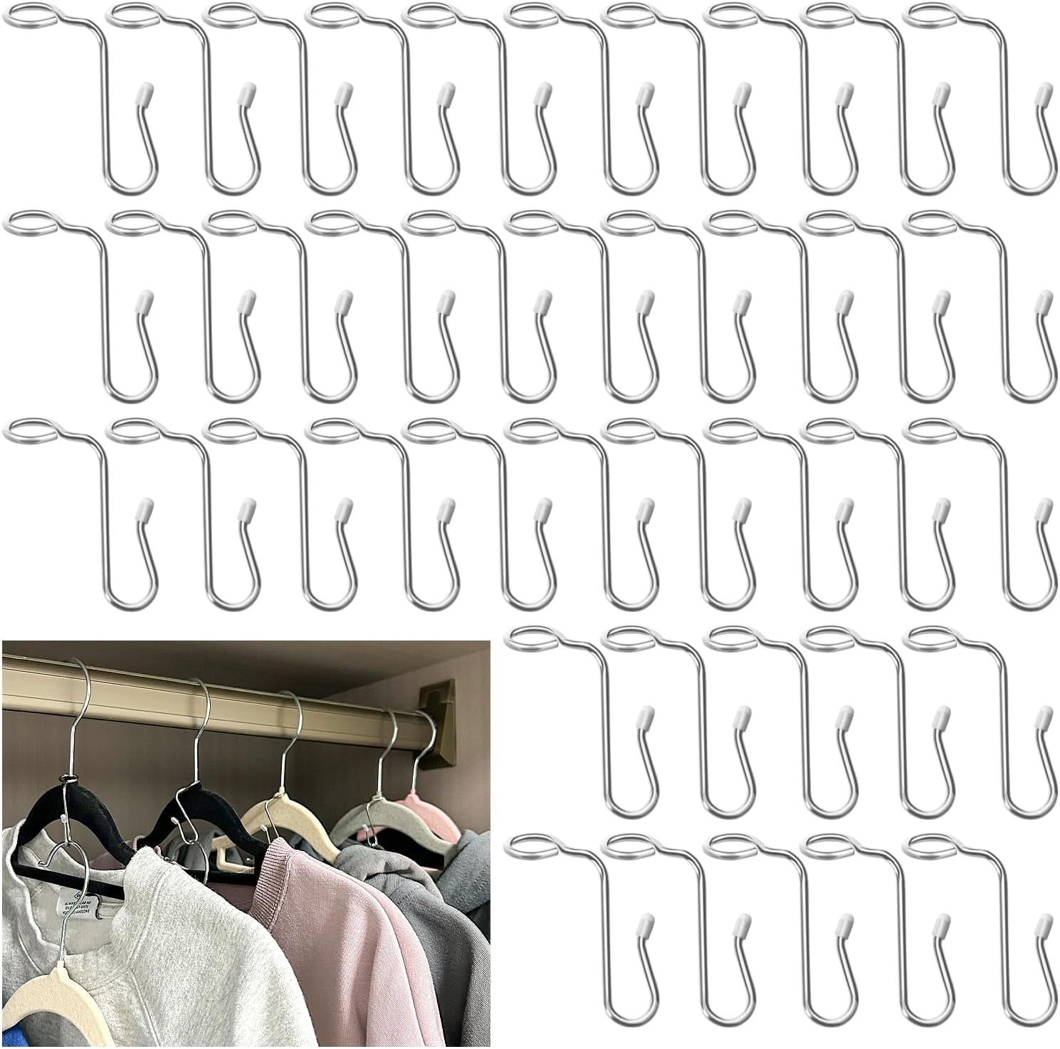 70PCS Hanger Connector Hooks Metal Hanger Extender Hooks Stable Clothes ...