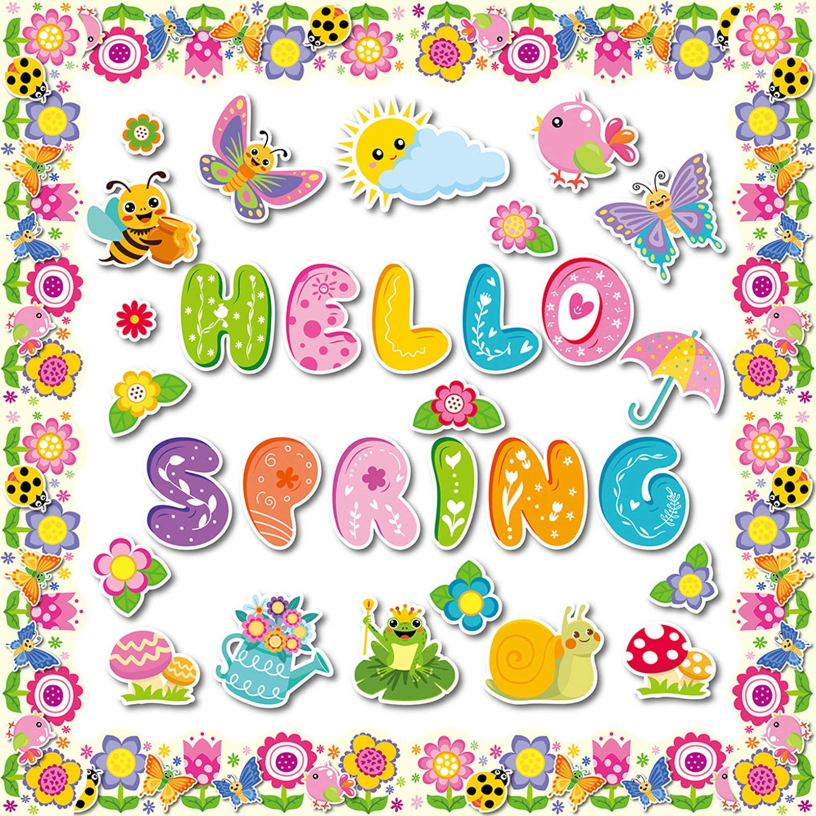70PCS Spring Bulletin Board Decorations – Colorful Spring Cutouts with ...