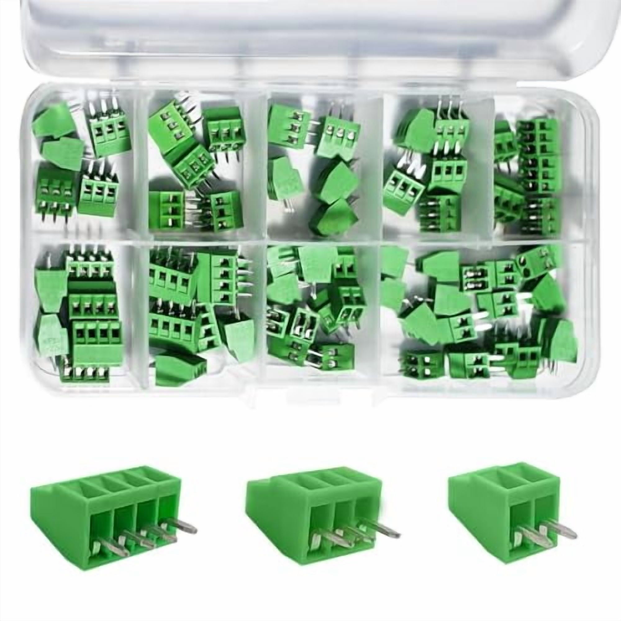 70PCS Terminal Block Connector Kit, 2.54mm (0.1 Inch) Pitch, 2P/3P/4P ...