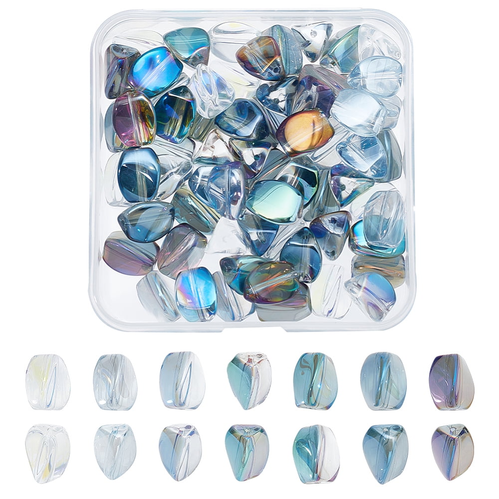 70Pcs 7 Colors Electroplate Transparent Glass Beads AB Color Twist ...