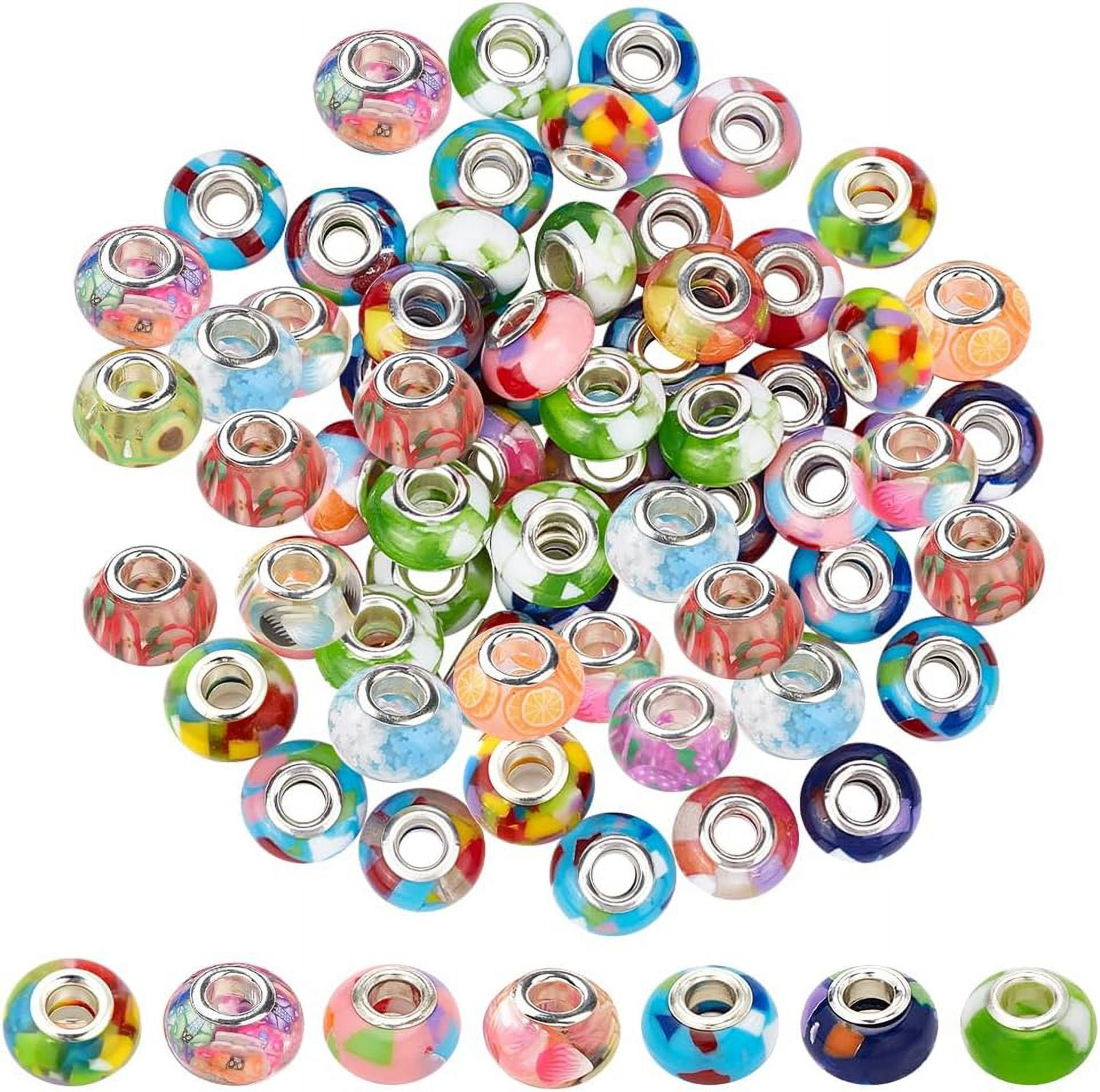 70Pcs 7 Colors European Beads Rondelle Spacer Beads Splicing Colors ...