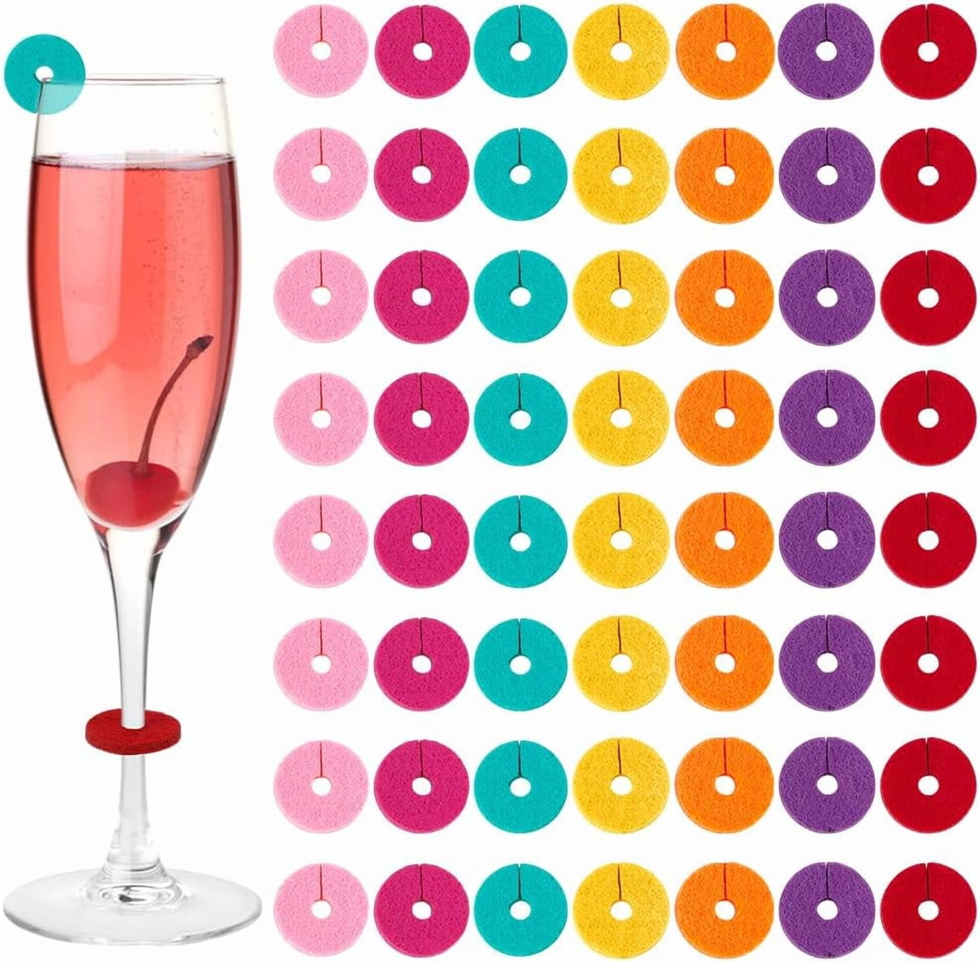 70Pcs 7 Colors Felt Wine Glass Charms Wine Glass Markers Round Mixed ...