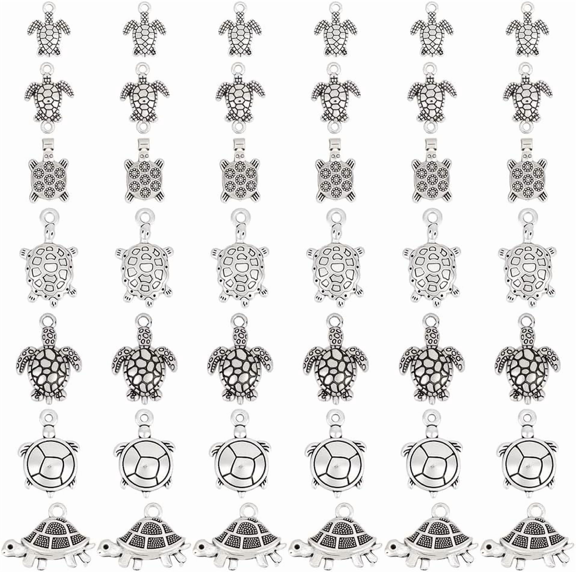 70Pcs 7 Styles Silver Turtle Charms Bulk Tibetan Tortoise Sea Animal ...