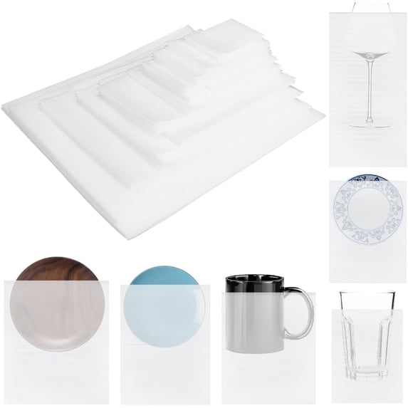 70Pcs Cushion Foam Pouches 14 Sizes Moving Dishes Packing Kit Plate ...