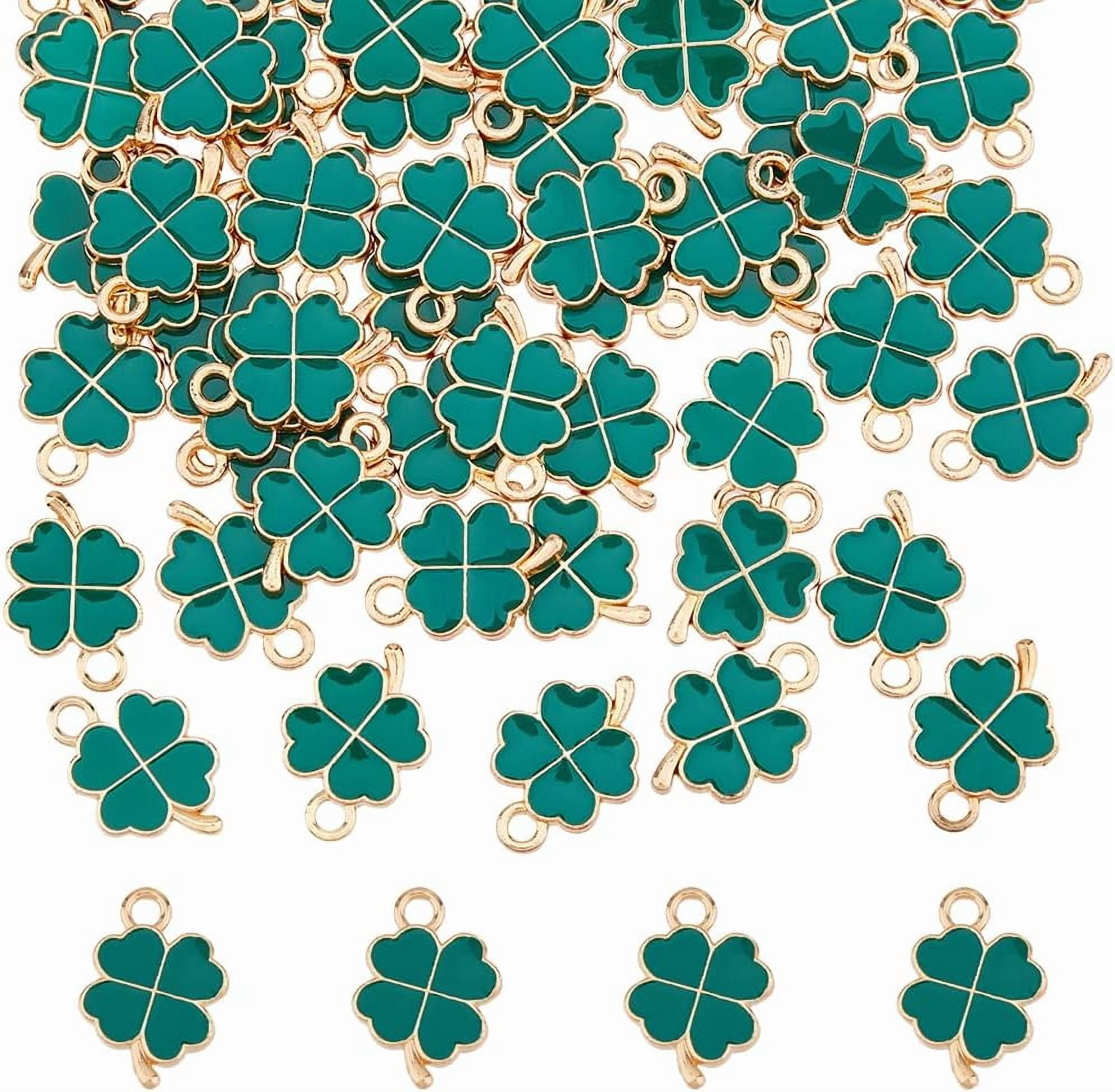 70Pcs Four Leaf Clover Charms Enamel Alloy Charms Small Shamrock Charms ...