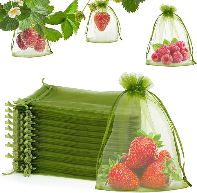 70Pcs Fruit Protection Bags, 6×8 Inch Green Mesh Netting with ...