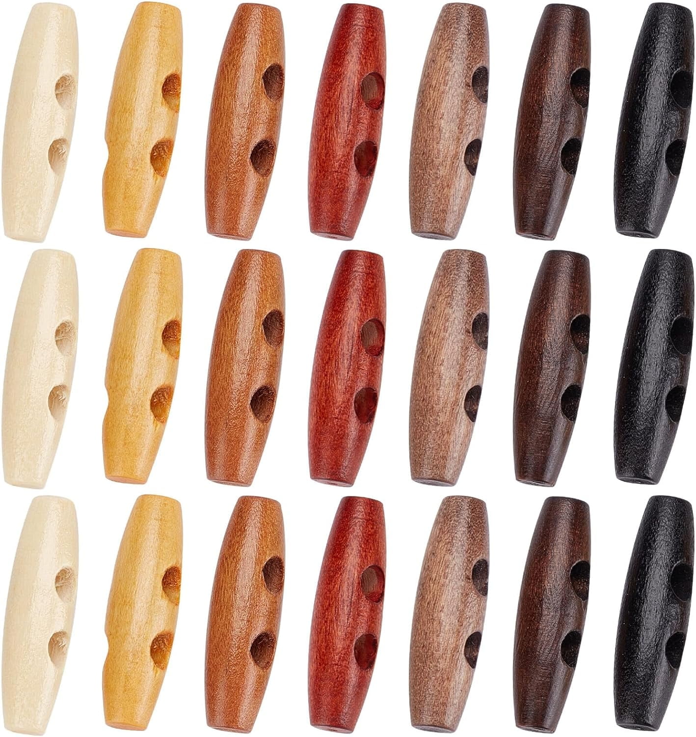 70Pcs Oval Wooden Buttons Horn Toggle Shape Buttons Accessories 2 Holes ...