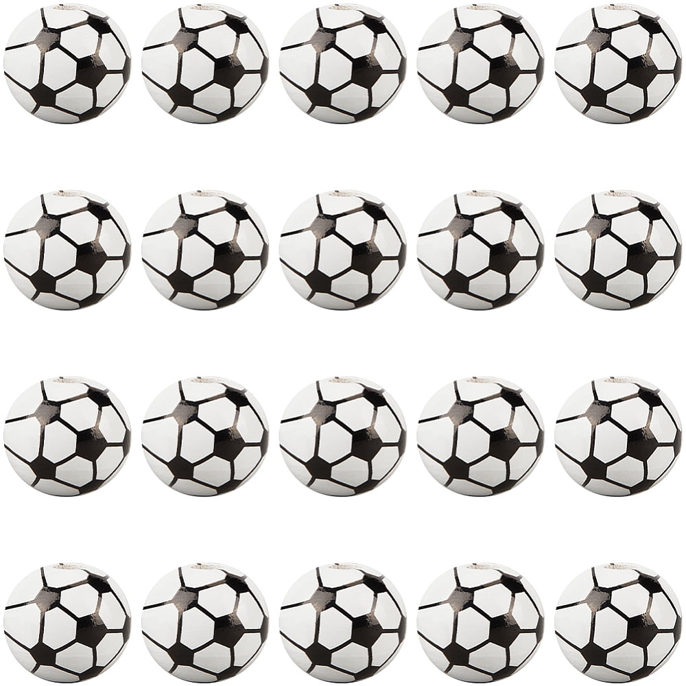 70Pcs Painted Natural Wood European Beads Large Hole Beads Printed ...