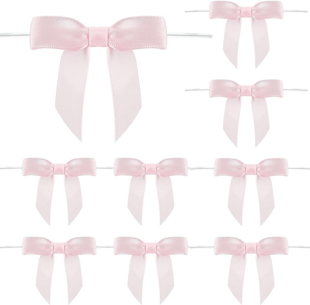 70Pcs Ribbon Bows with Wire Polyester Pink Twist Tie Bows for Gift ...