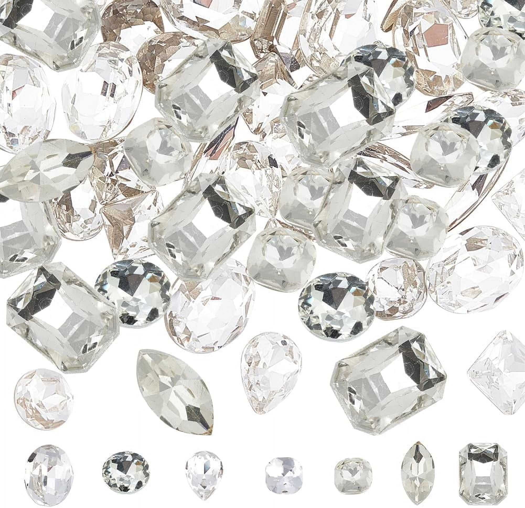 70Pcs Sewing Gems Acrylic Sewing Crystal Mixed Shapes Back Plated Sew ...