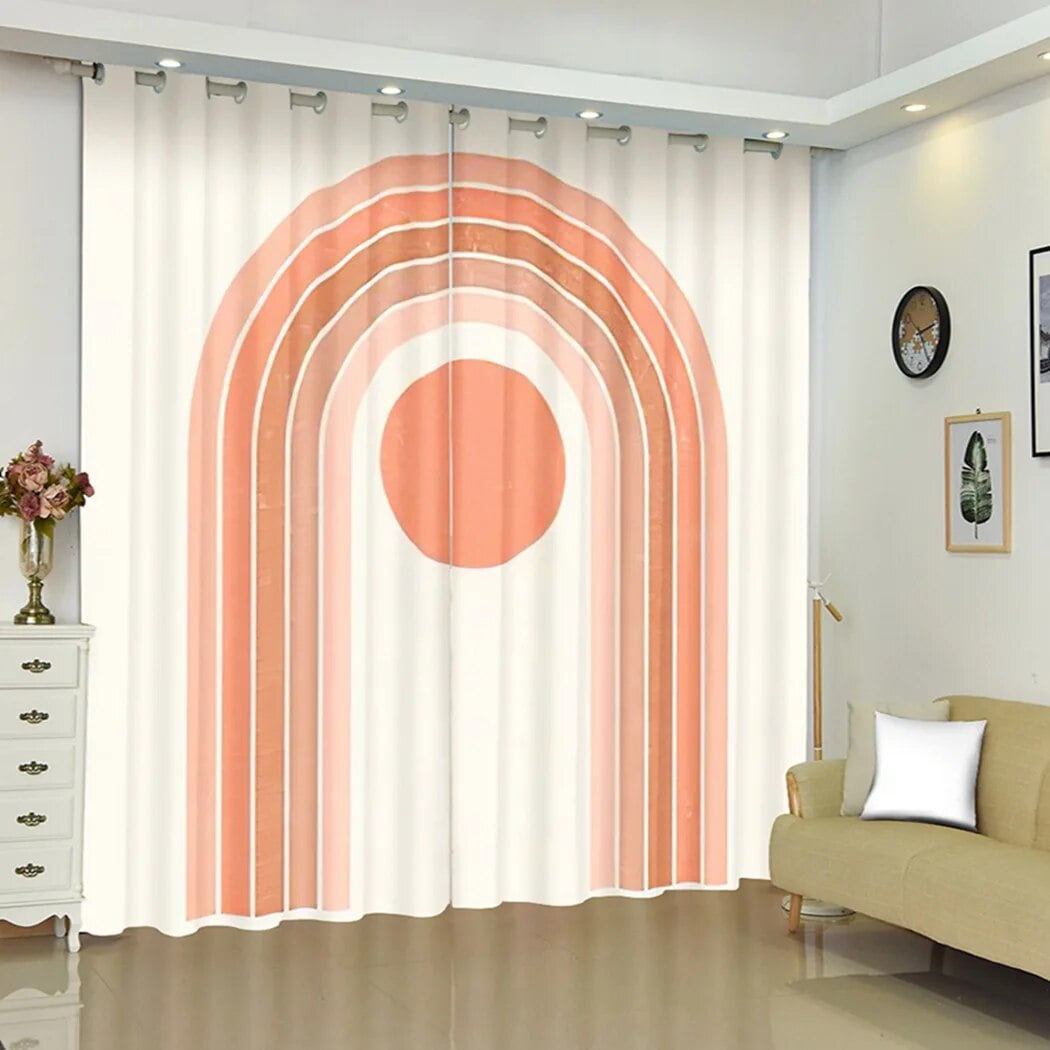 70S Abstract Mid Century Boho Curtain Geometric Wavy Polyester Pongee ...
