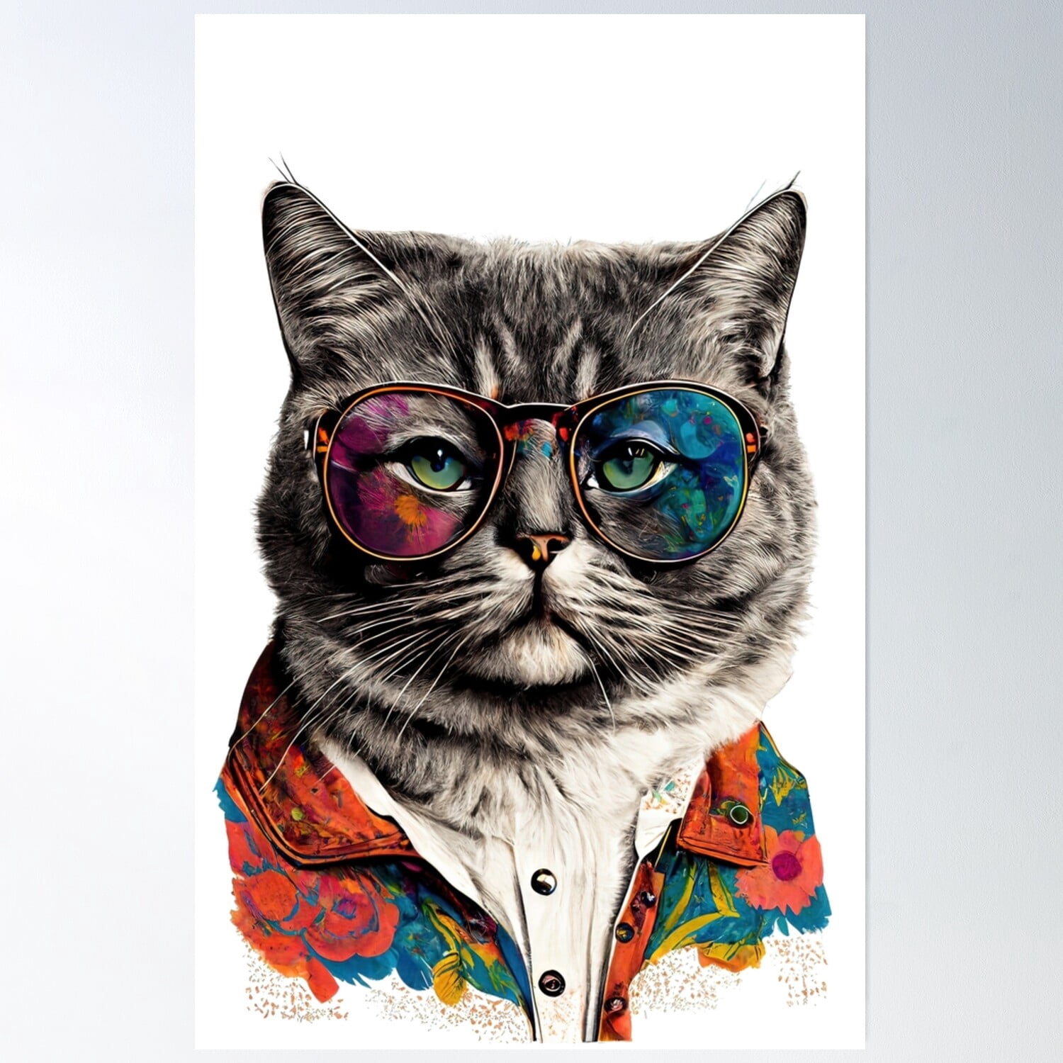 70S Cat Poster Wall Art, Modern Wall Decor, 8x12 UNFRAMED - Walmart.com