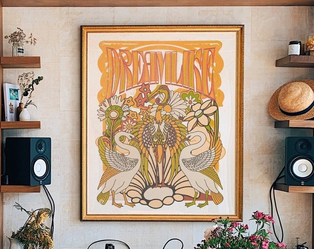 70S Decor, 60S Wall Decor, Psychedelic Hippie Print, Retro 70S Floral ...