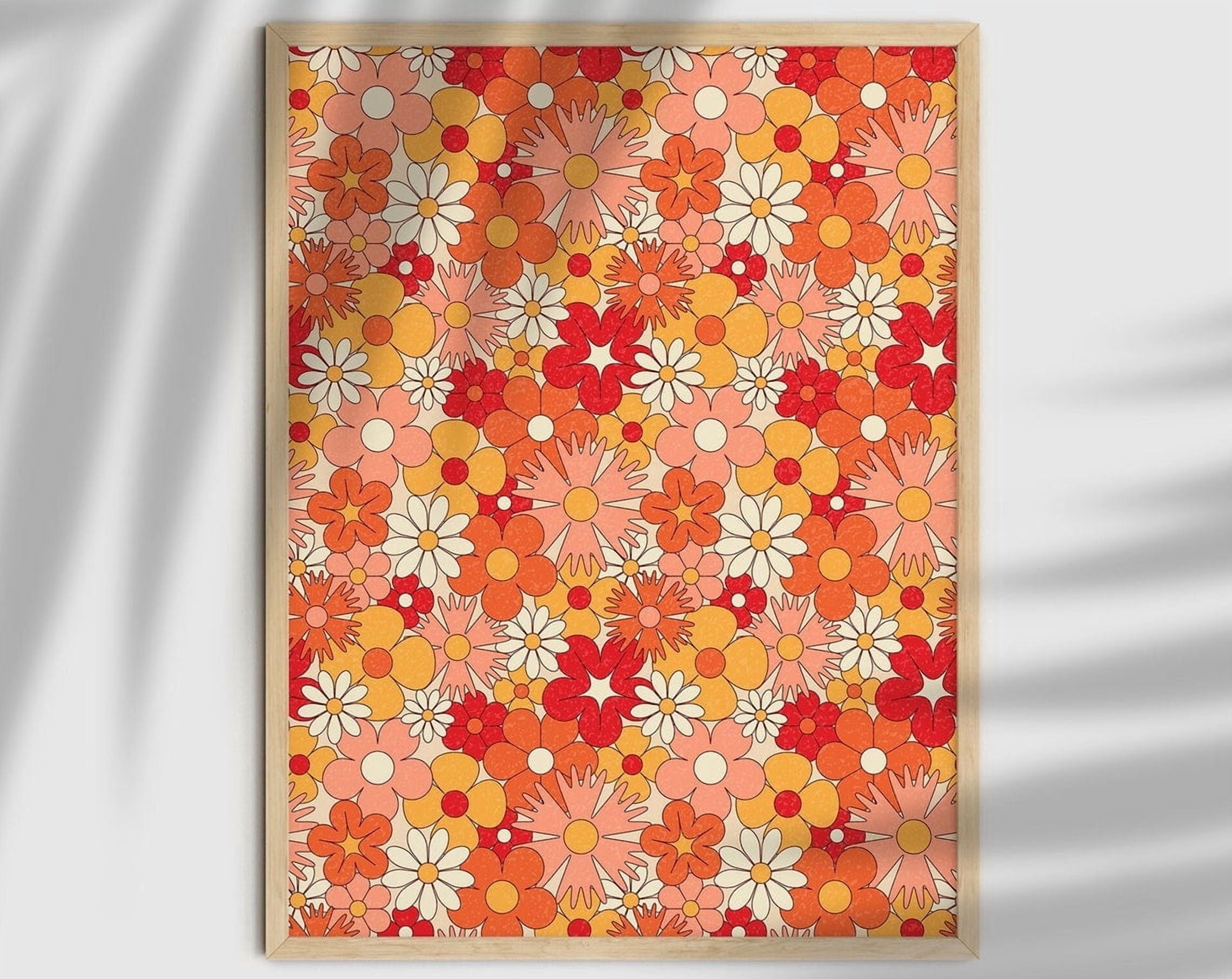 70S Decor 70S Floral Pattern Print Hippie 60S Decor Retro Home Decor ...