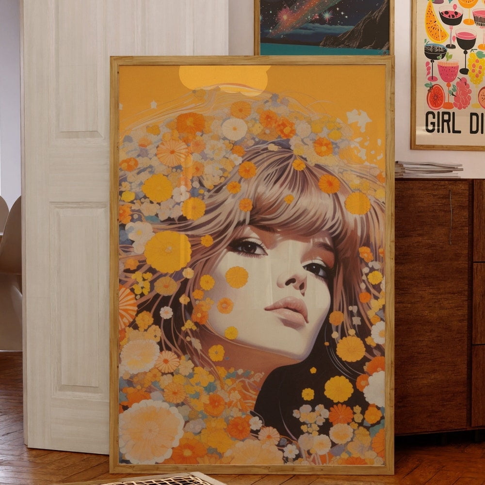 70S Decor 70S Floral Pattern Print Psychedelic Art 70S Poster 70S ...
