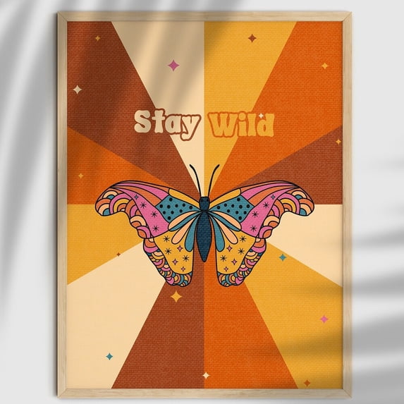 70S Decor Butterfly Wall Art Vintage Poster Butterfly 70S Decor Retro ...