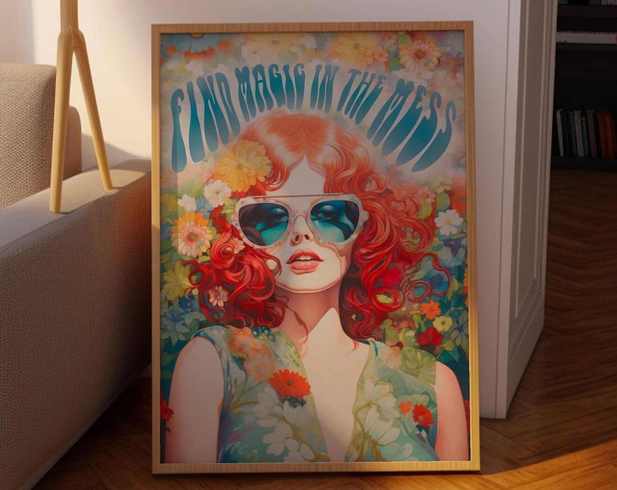 70S Decor Flower Child Art 70S Wall Art 70S Floral Pattern Print Retro ...