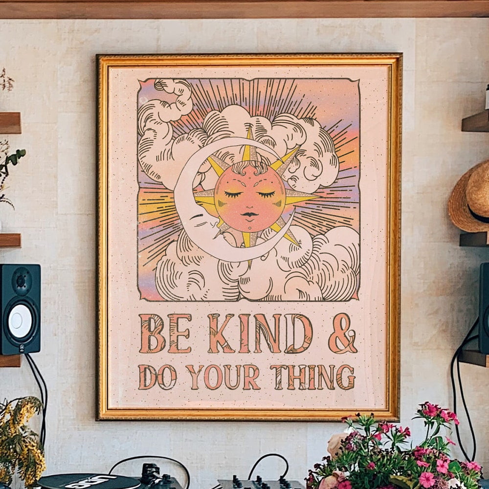 70S Decor, Retro Poster, 70S Home Decor, Be Kind And Do Your Thing, Sun ...